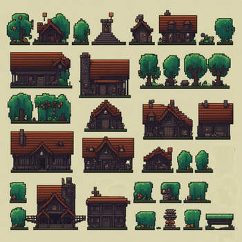 2D [JAPANESE HOUSE] pixel top-down tileset 16x16 by NakoKohari on ...