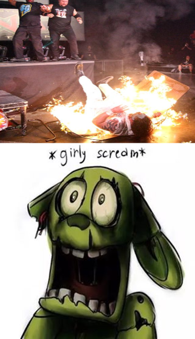 Springtrap Scared of Burning Abyss by EarWaxKid on DeviantArt