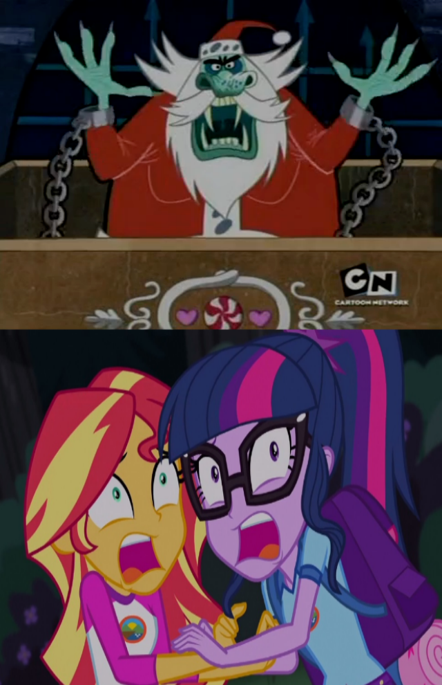 Twilight and Sunset are Scared of Vampire Santa by EarWaxKid on DeviantArt