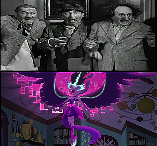 The Three Stooges scared of Midnight Sparkle by EarWaxKid on DeviantArt