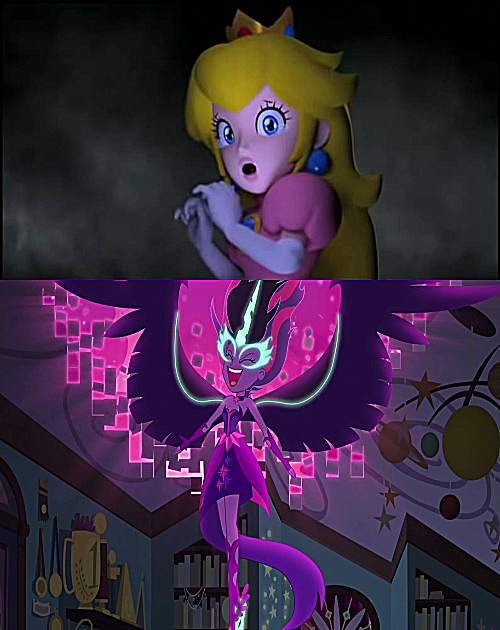 Princess Peach Scared of Midnight Sparkle by EarWaxKid on DeviantArt