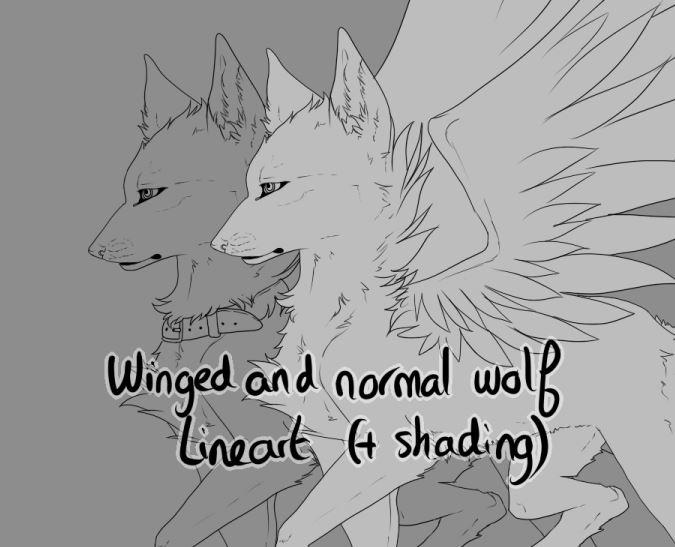 Winged Wolf Lineart by Necerti on DeviantArt