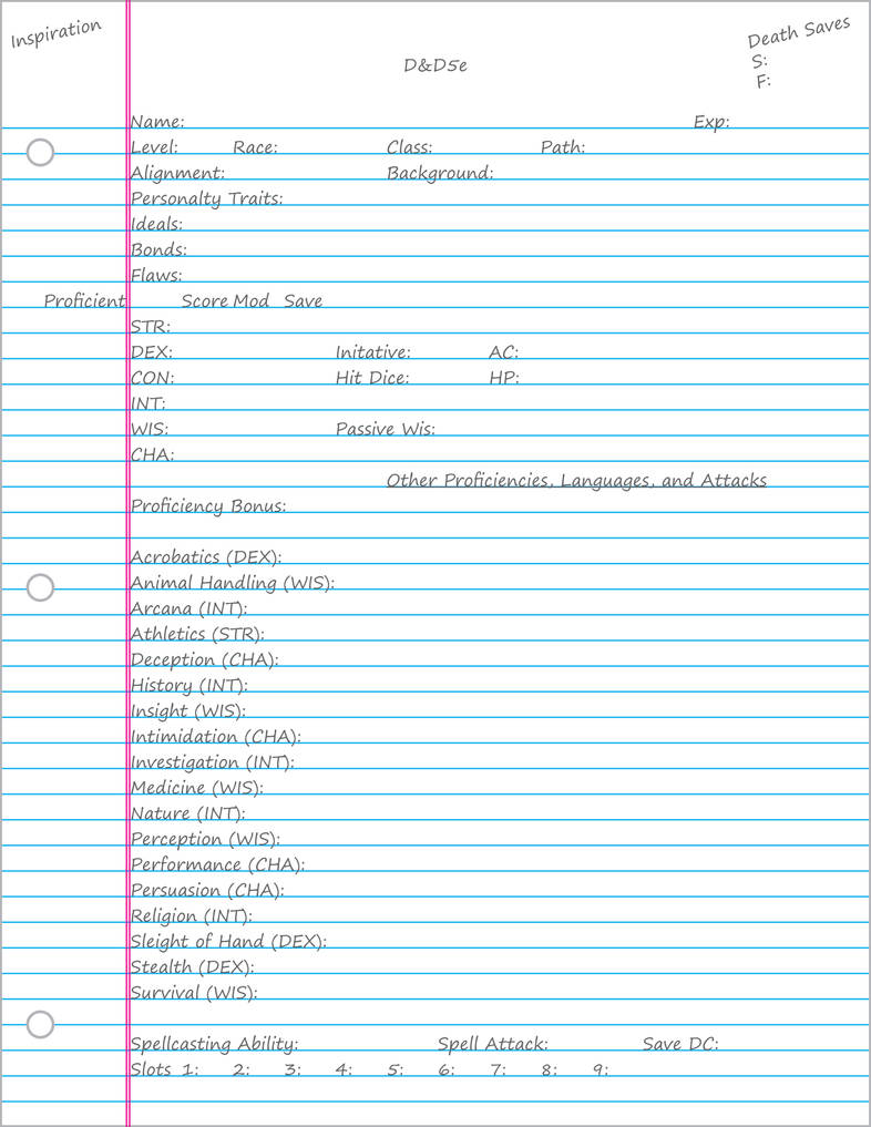 Universal Character Sheet (DnD) by HRSegovia on DeviantArt