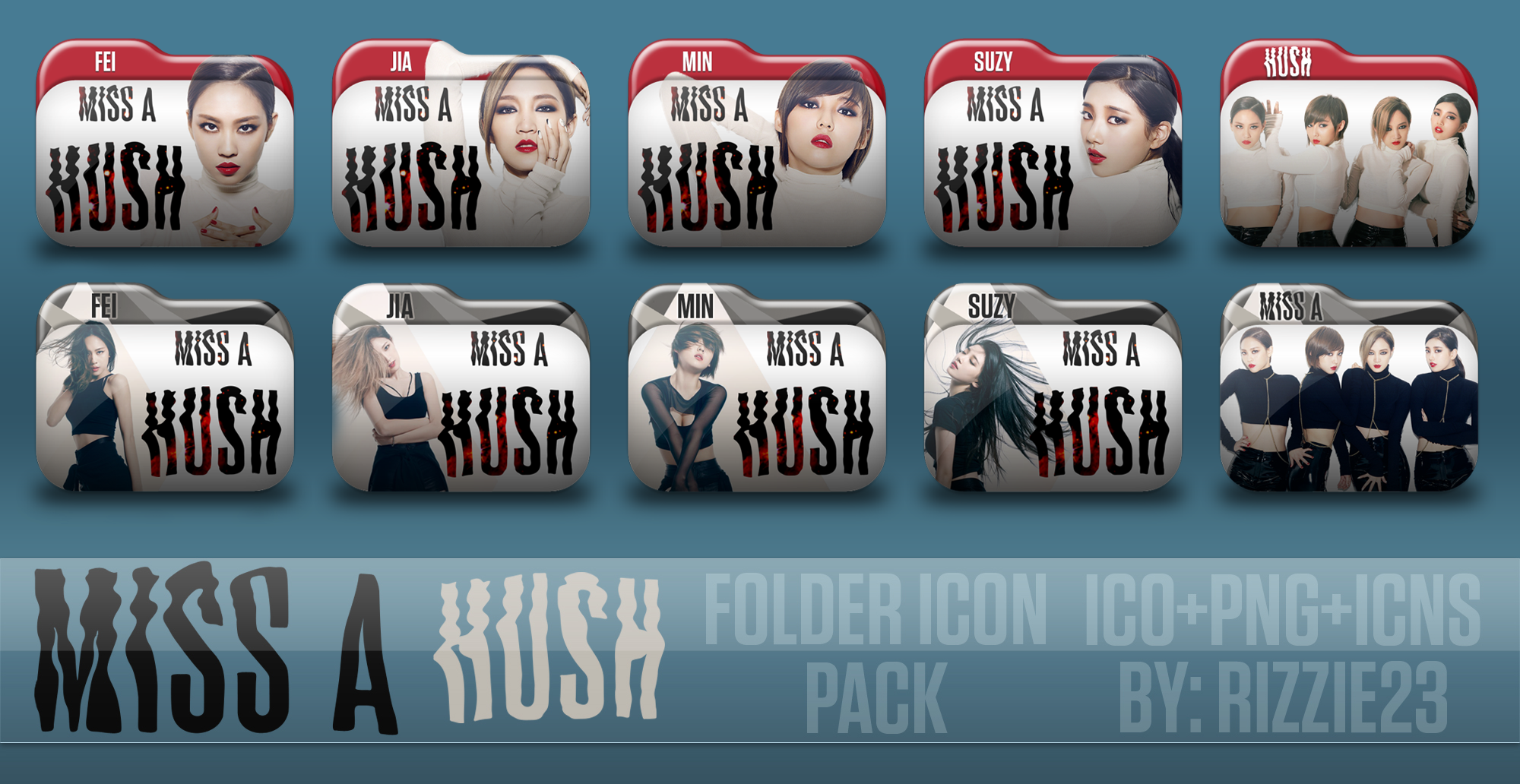 Miss A Hush Folder Icon Pack by Rizzie23 on DeviantArt