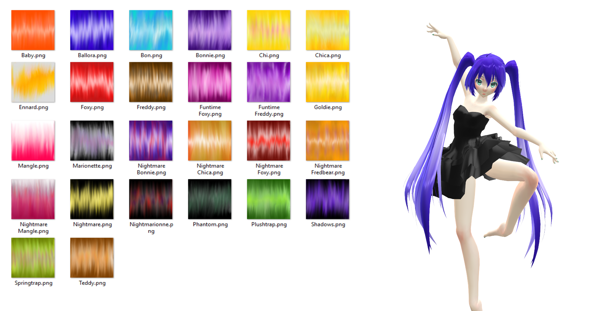 {MMD} FNAF Based Hair Tex + DL by Rosanaka on DeviantArt