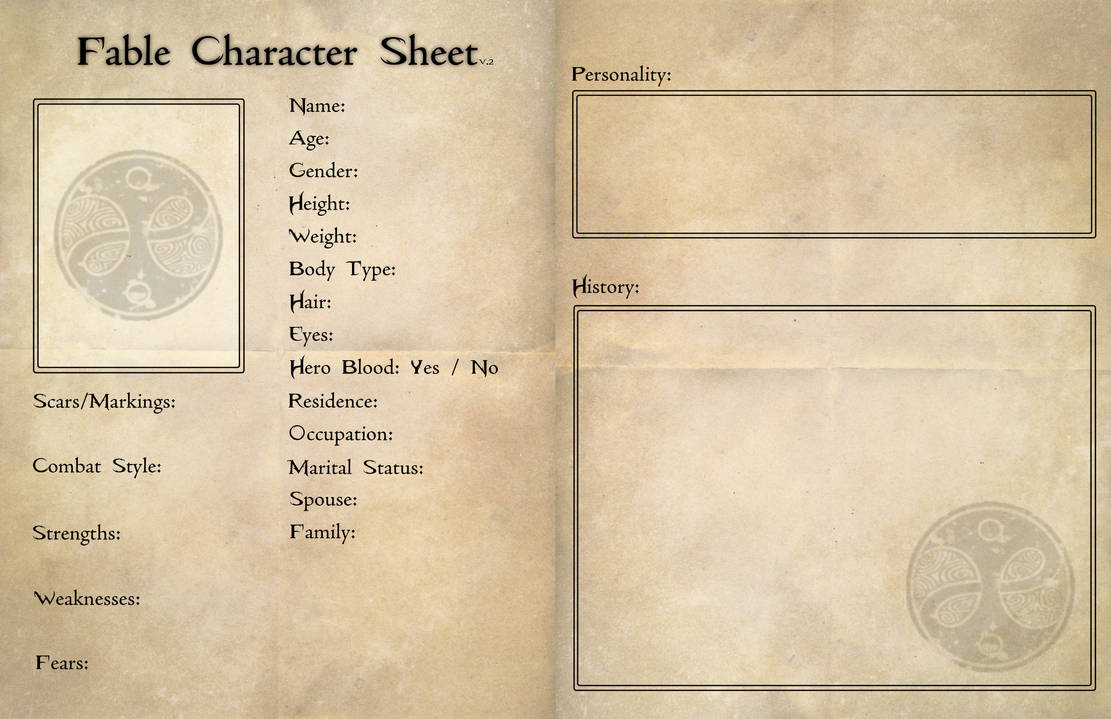 Fable Character Sheet V2 by sweettartslover on DeviantArt
