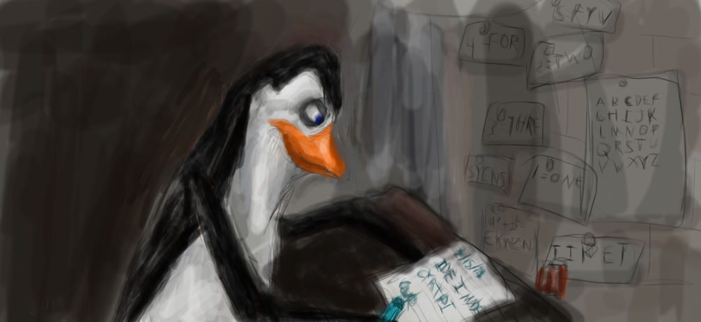 Kowalski improving his literacy by XbinaryBrwnfanartist on DeviantArt