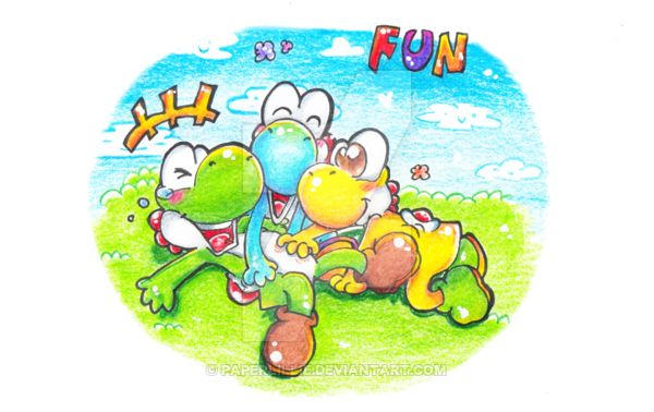 Yoshi got tickle from his friends by Leonie2306 on DeviantArt