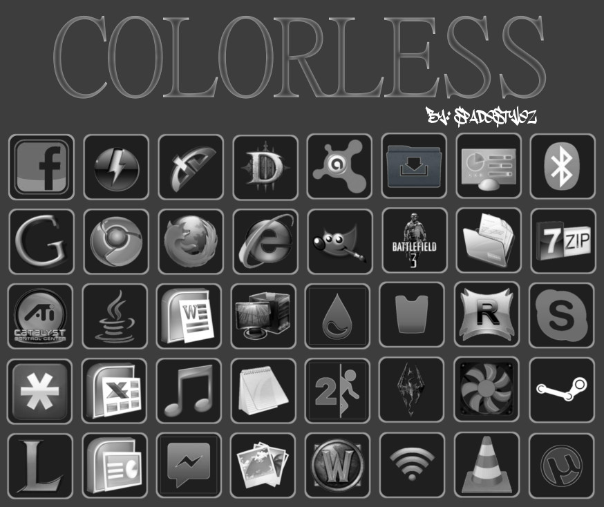Colorless Icon Set (40 Icons) by SpadeStylez on DeviantArt