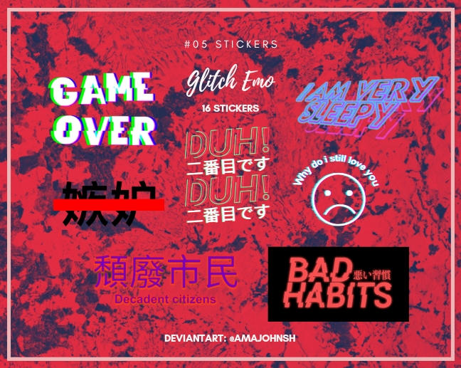 #05 Stickers: Glitch Emo by amajohnsh on DeviantArt