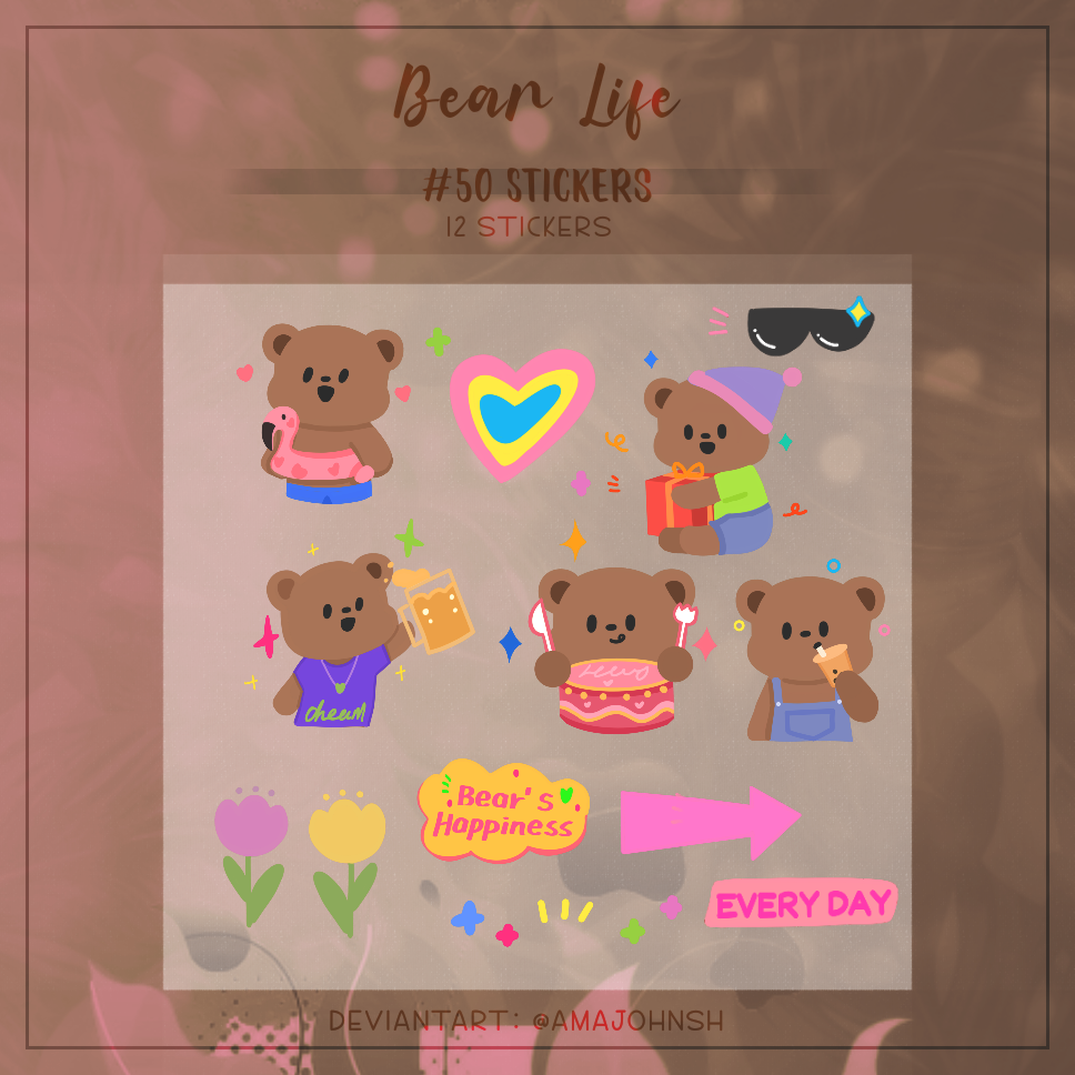 #50 Stickers: Bear Life by amajohnsh on DeviantArt