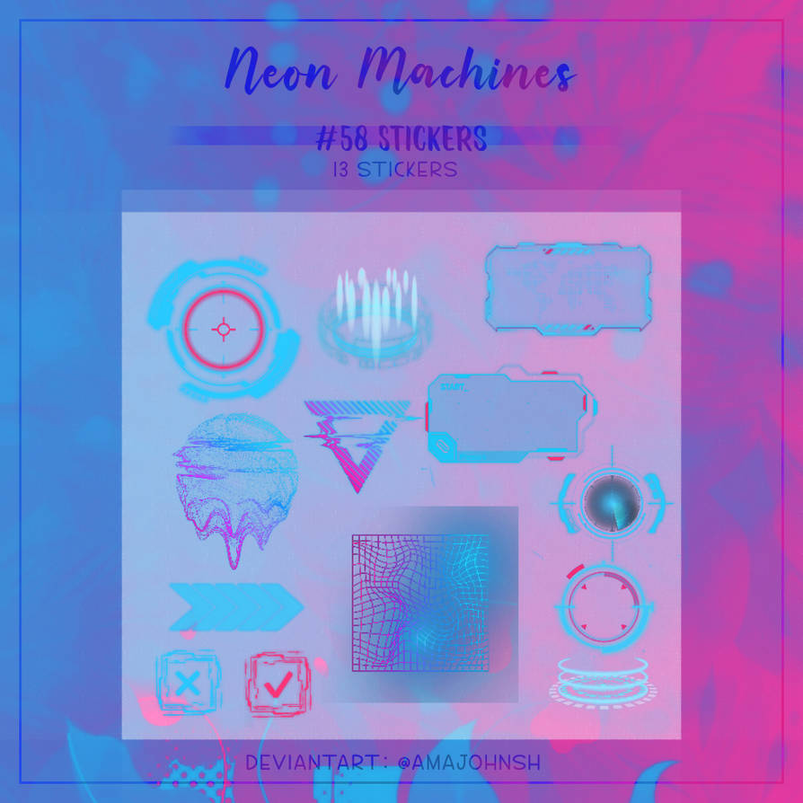 #58 Stickers: Neon Machines by amajohnsh on DeviantArt