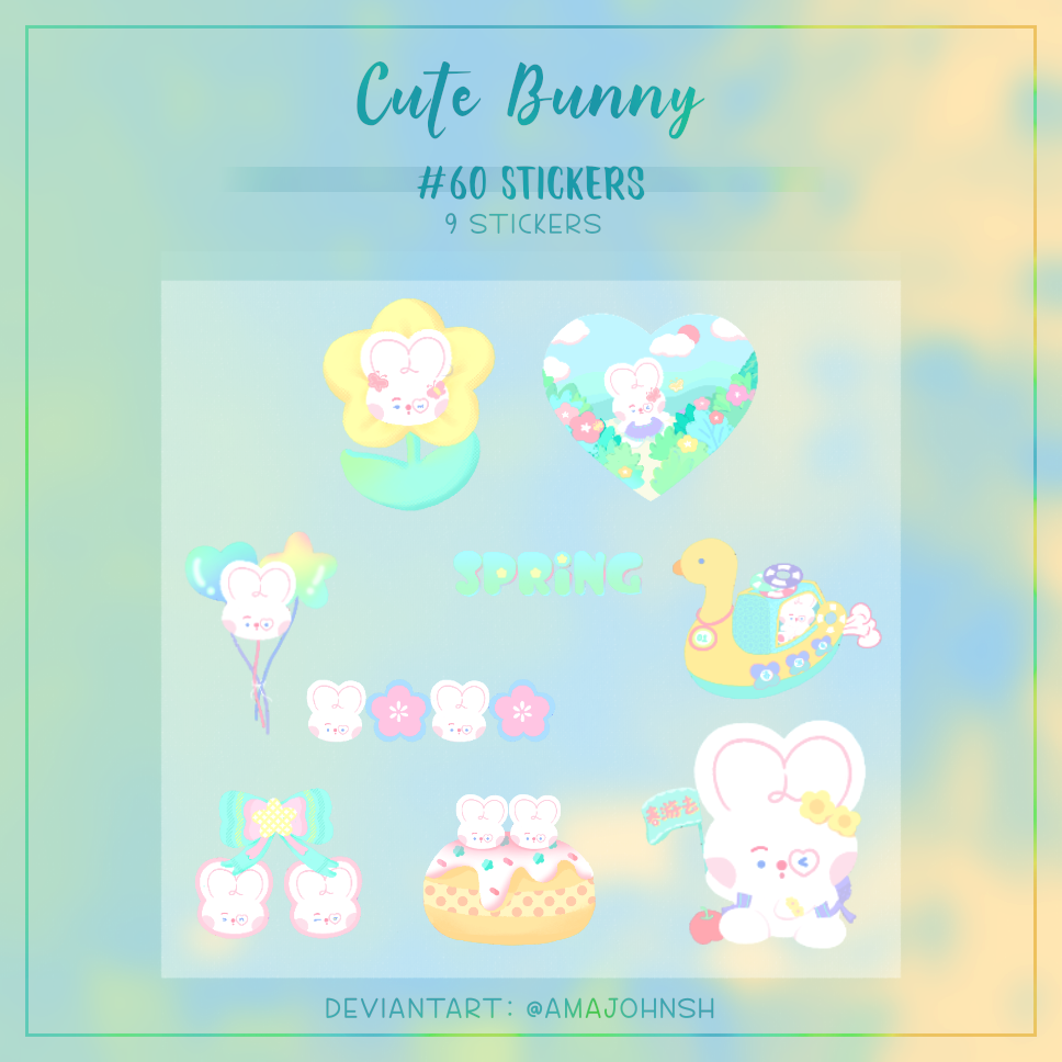 #60 Stickers: Cute Bunny by amajohnsh on DeviantArt