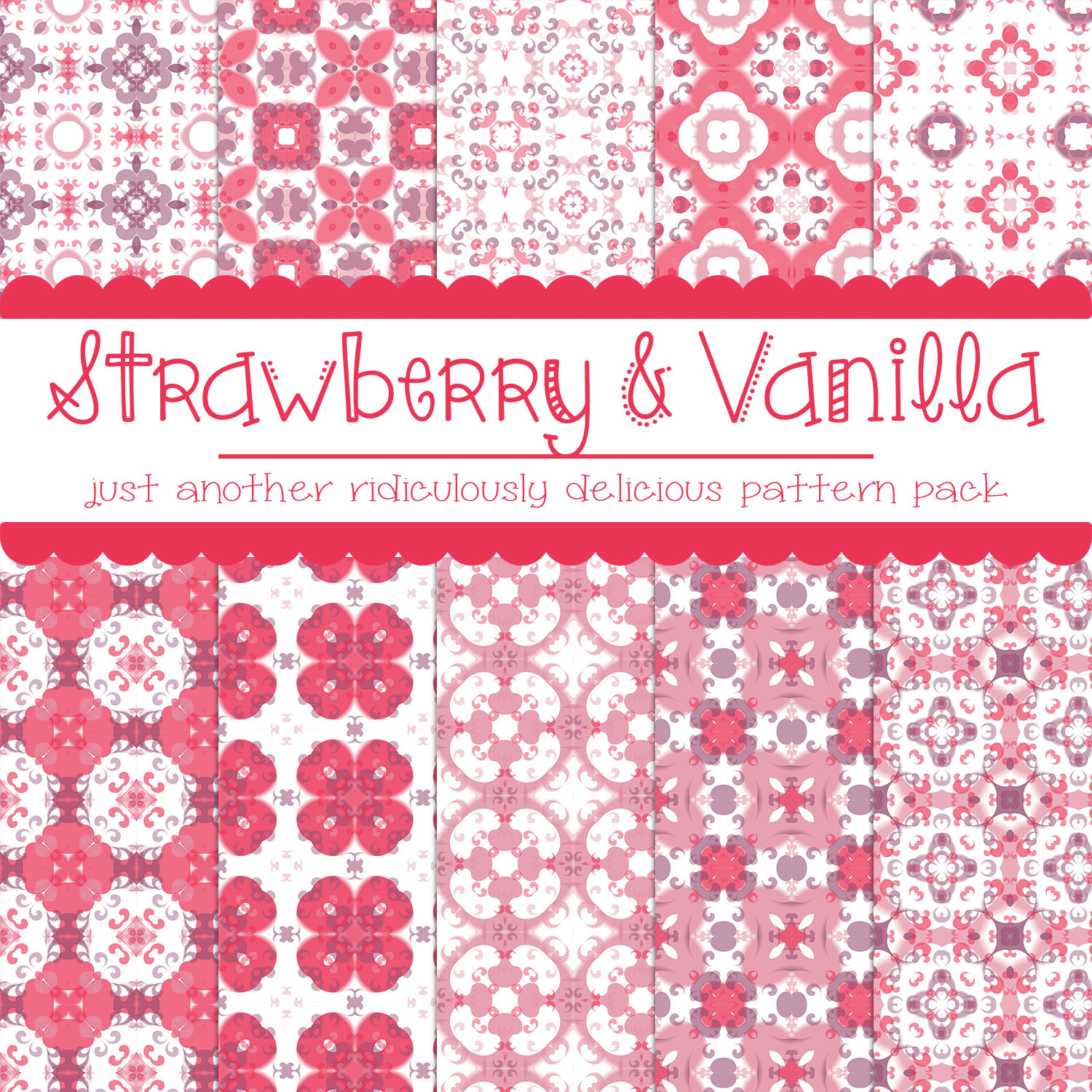 Free Strawberry and Vanilla Pattern Pack by TeacherYanie on DeviantArt
