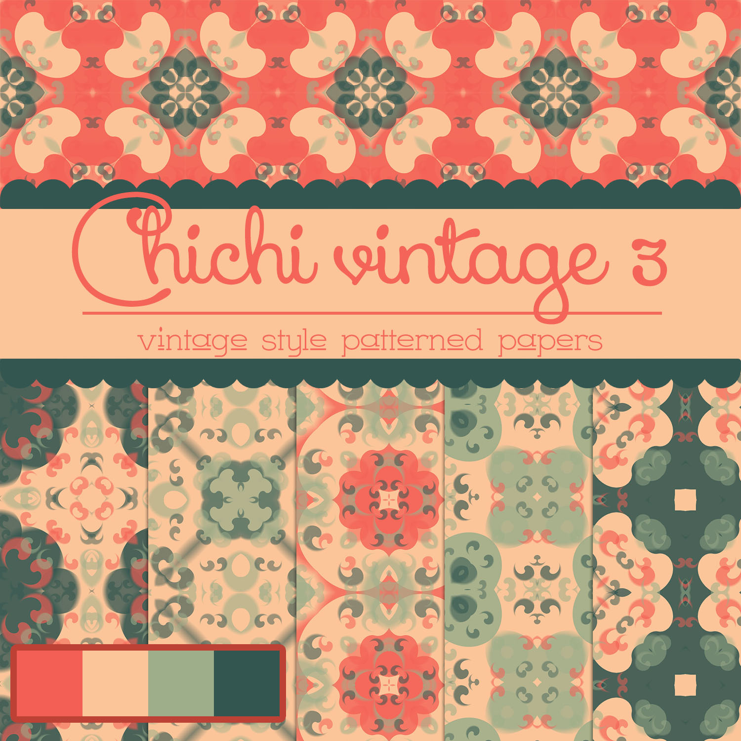 Free Chichi Vintage 3 Patterned Papers by TeacherYanie on DeviantArt