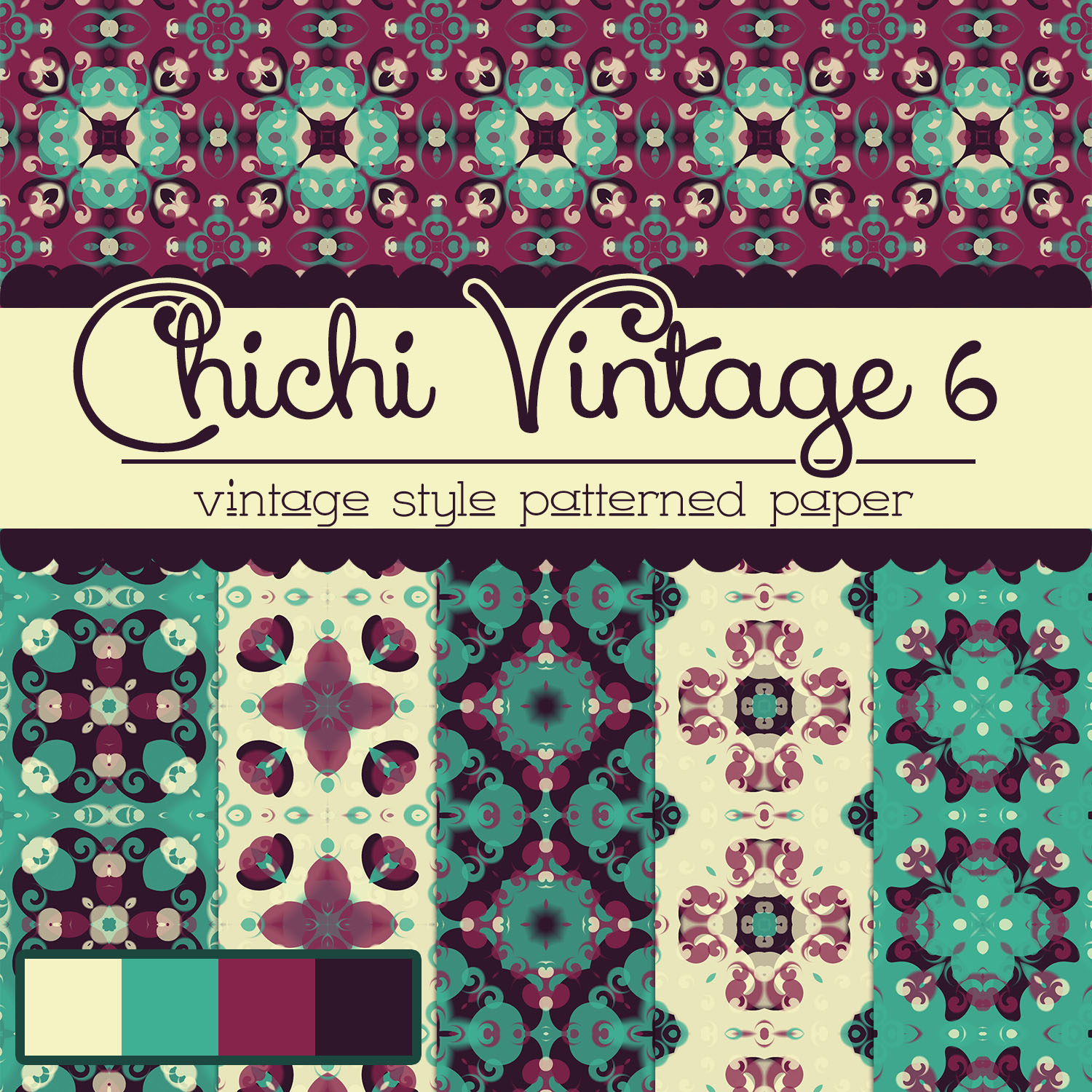Free Chichi Vintage 6 Patterned Papers by TeacherYanie on DeviantArt