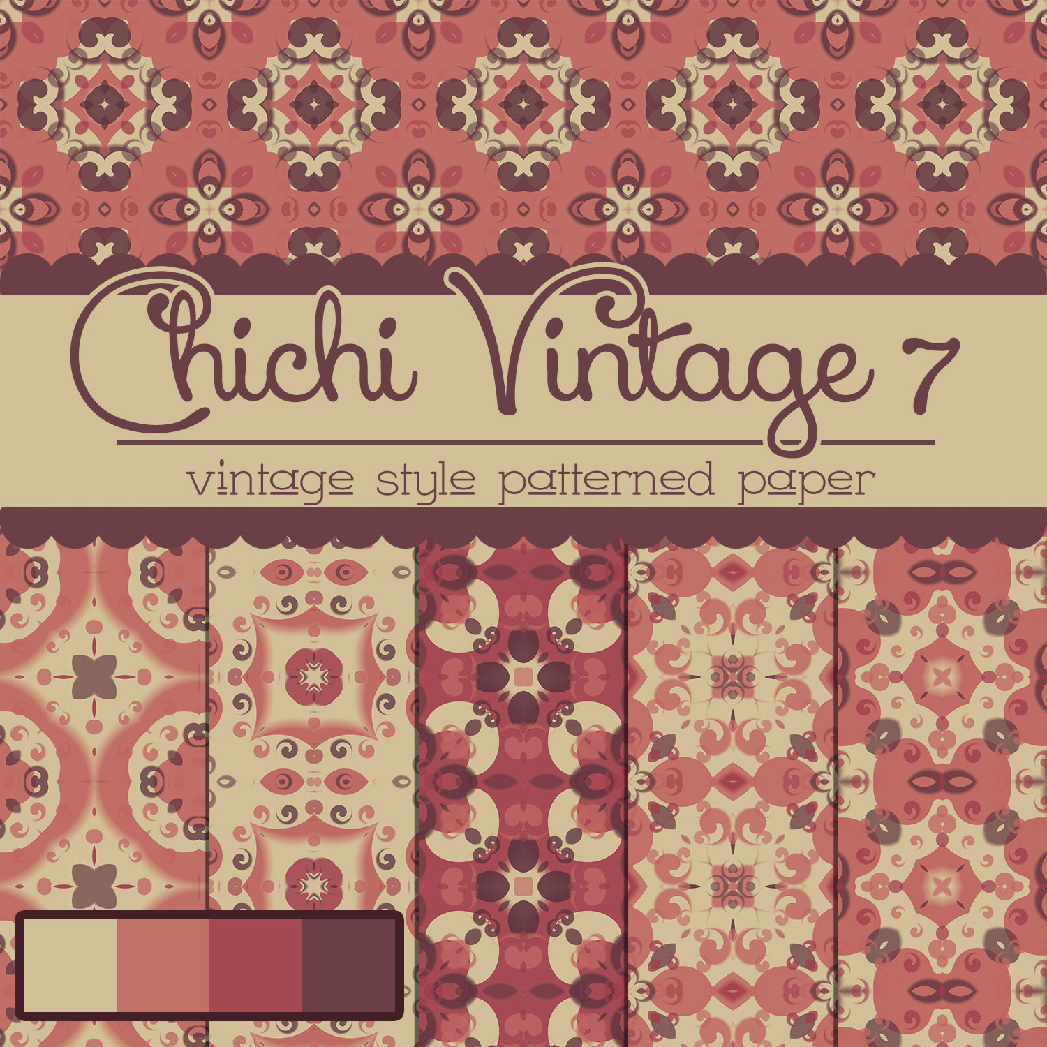 Free Chichi Vintage 7 Patterned Papers by TeacherYanie on DeviantArt