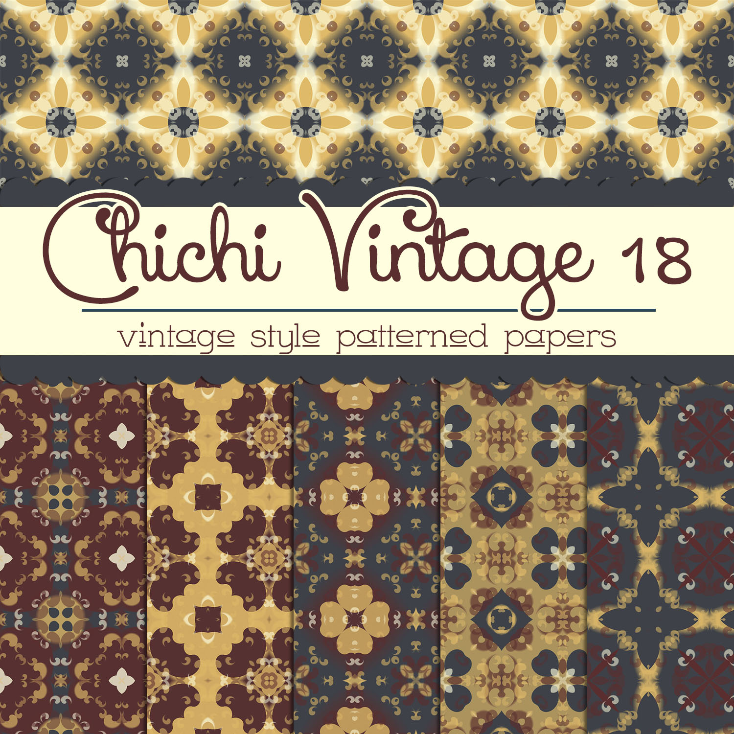 Free Chichi Vintage 18 Patterned Papers by TeacherYanie on DeviantArt