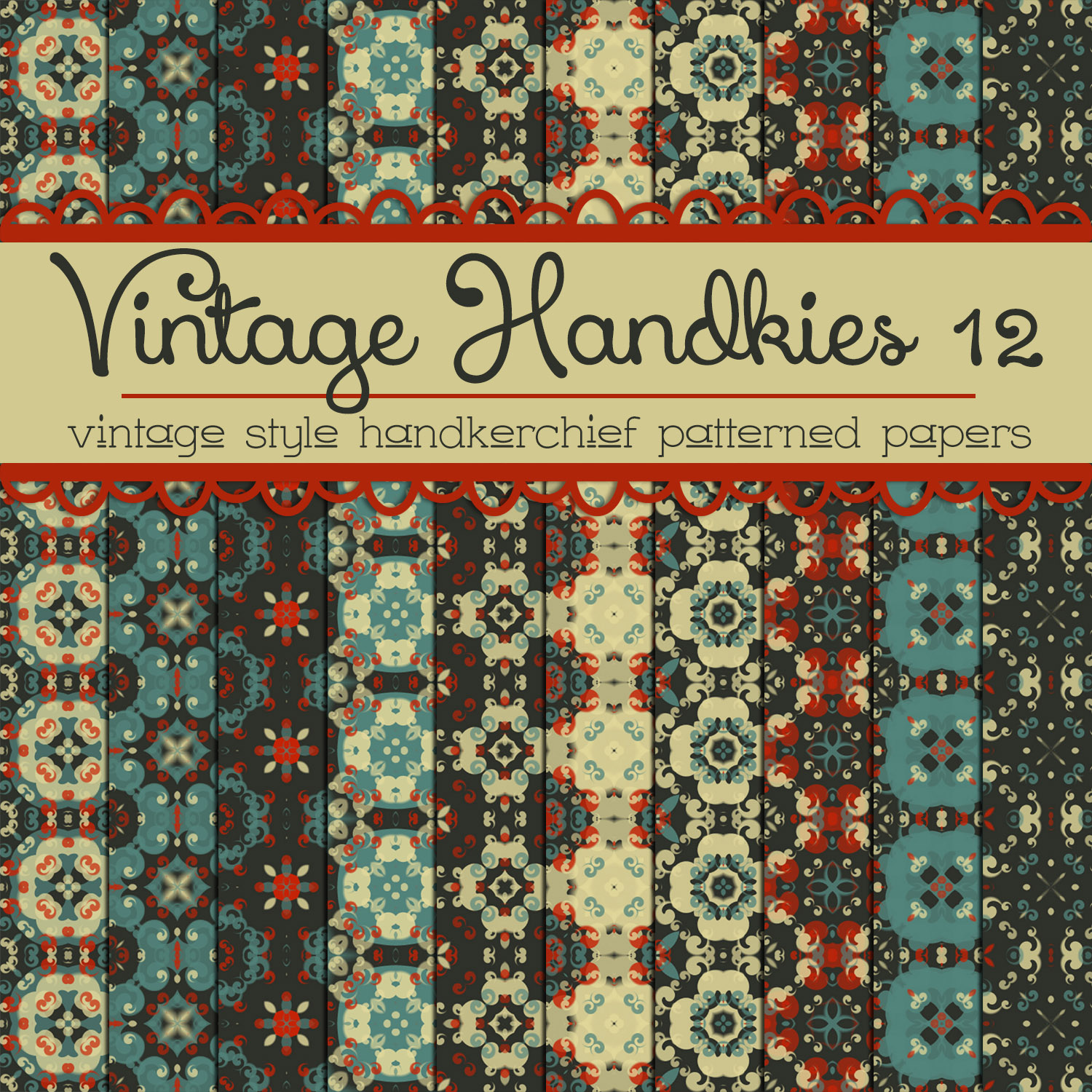 Free Vintage Handkies 12 Patterned Papers by TeacherYanie on DeviantArt