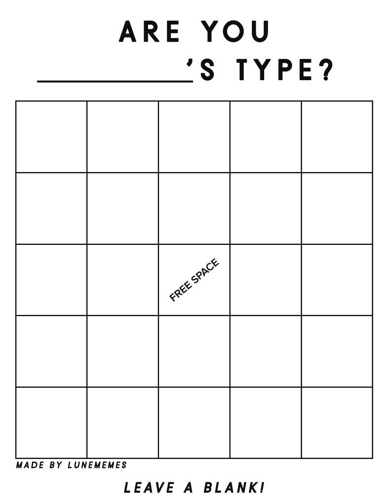 Character Bingo Card by lunememes on DeviantArt