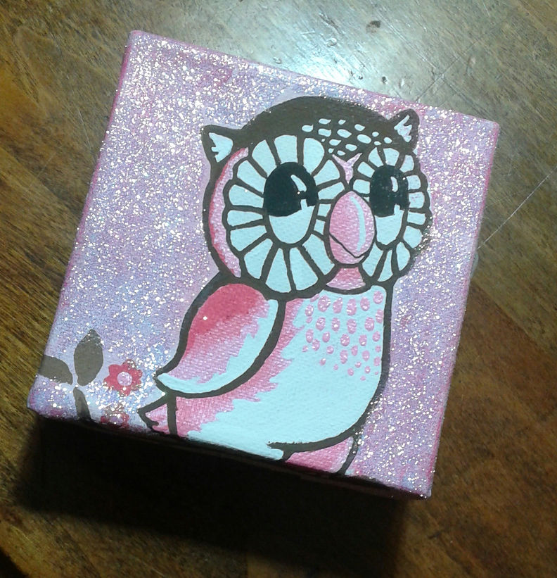 Glitter Owl Canvas Commission by Tinalbion on DeviantArt
