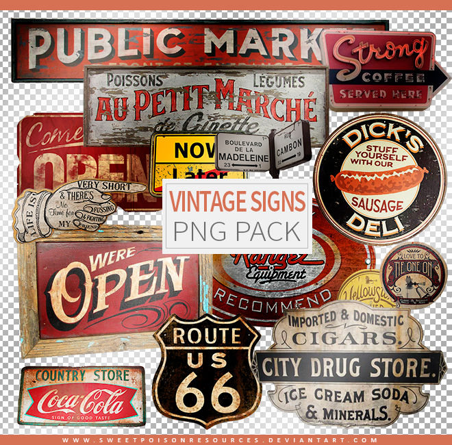 Vintage Signs | Png Pack by sweetpoisonresources on DeviantArt