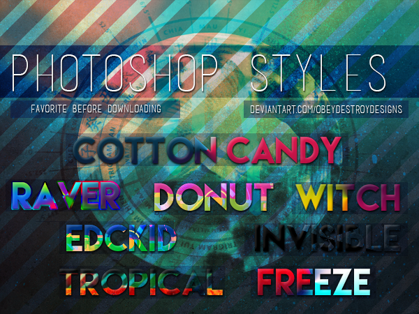 8 Photoshop Styles - FREE by ObeyDestroyDesigns on DeviantArt