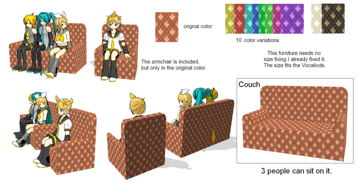 MMD project p3 Couch by brsa on DeviantArt
