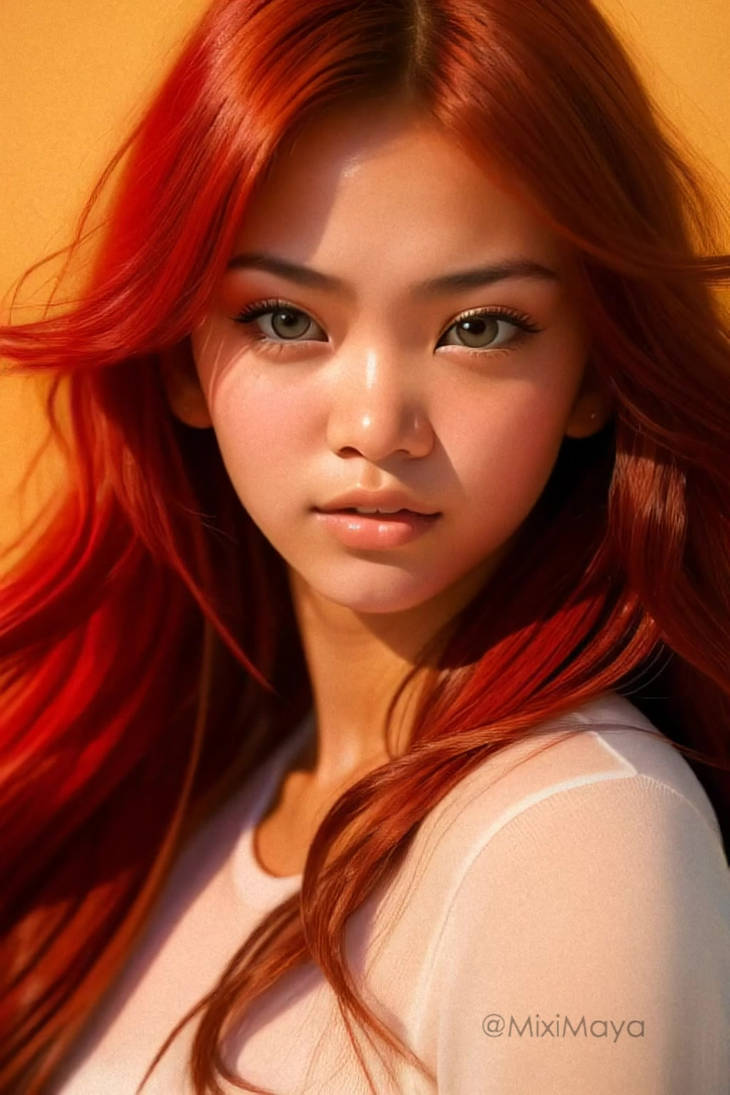 Cute Asian redhead beautiful face close-up by MixiMaya on DeviantArt
