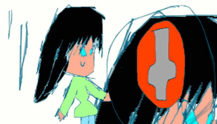 A girl and a point drawing by 9000Points on DeviantArt