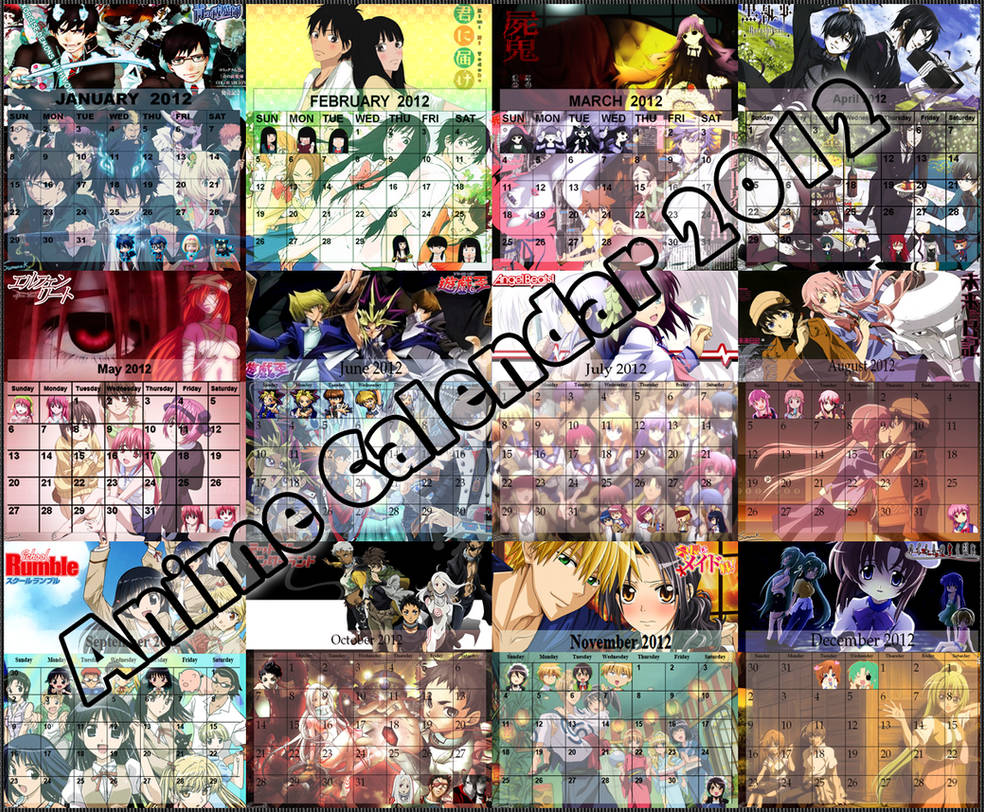 Anime Calendar 2012 by Azrx004 on DeviantArt