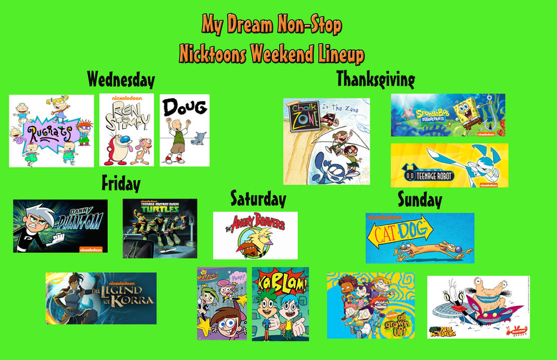 My Non-Stop NickToons Weekend dream lineup by PeruAlonso on DeviantArt