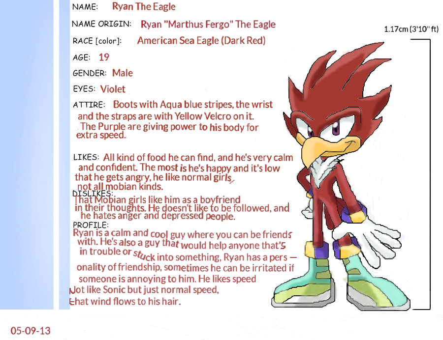 Sonic OC - Ryan The Eagle (Re-design) by brotherhood26 on DeviantArt