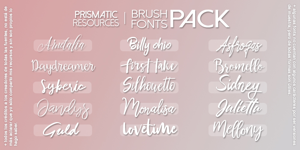 PR brush fonts pack ( 15 ). by prismatic-resources on DeviantArt