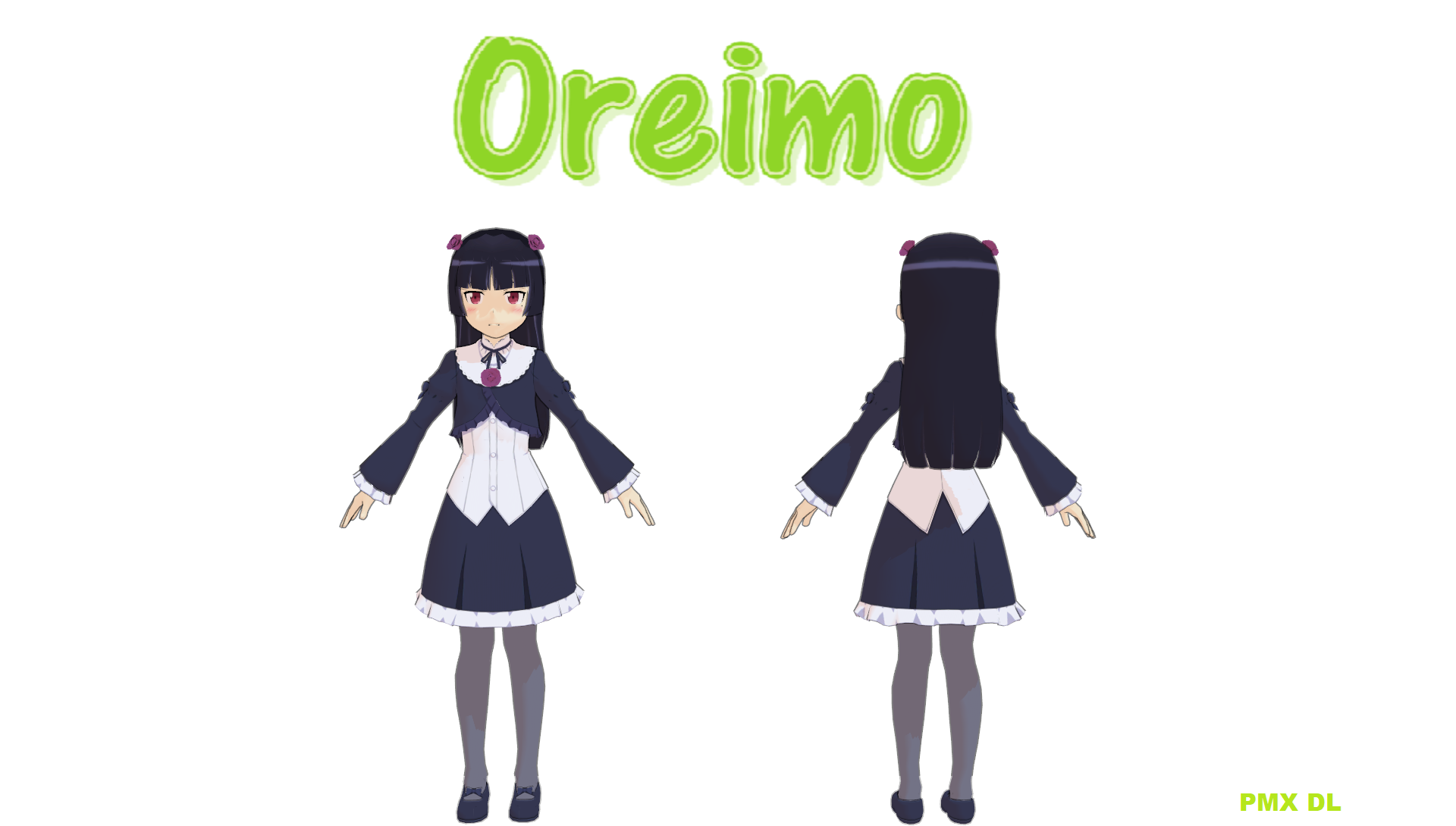 Oreimo: Kuroneko default outfit Unrigged DL by llske7chll on DeviantArt