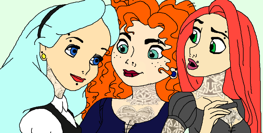 punk princesses: alice, merida, rapunzel by BEMILYDOODLEZ on DeviantArt