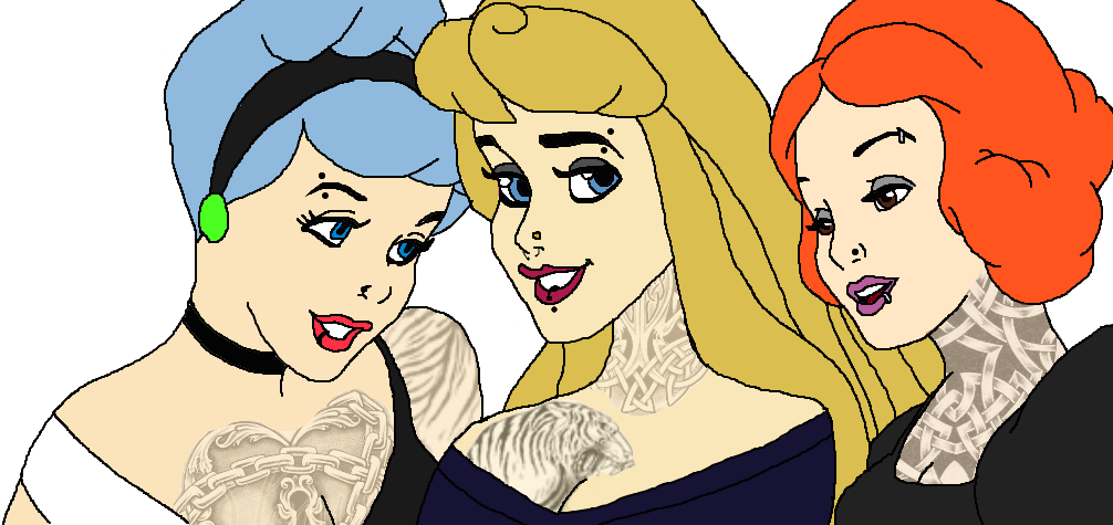 punk princesses: cinderella, aurora and snow white by BEMILYDOODLEZ on ...