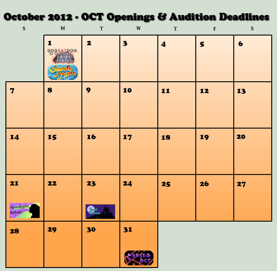 October 2012 OCT Calendar by LisaAndMonster on DeviantArt