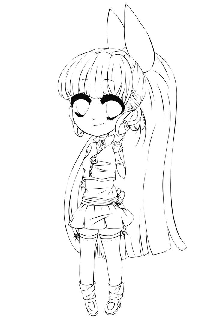 Blossom Chibi (Lineart) by KawaiiLoveAnime on DeviantArt