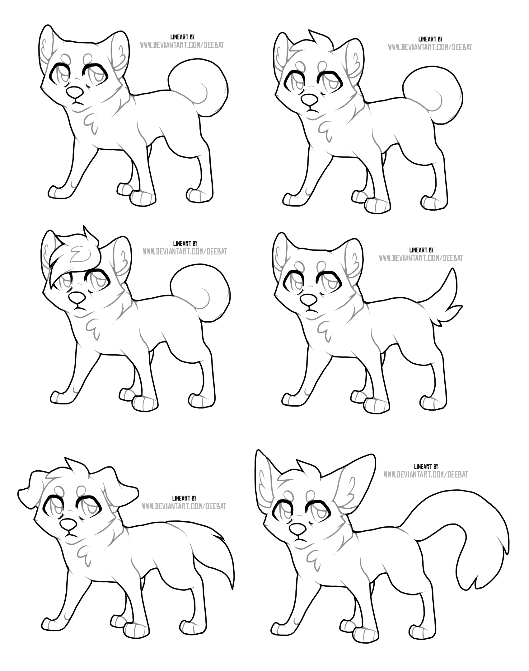 Chibi canine lineart [F2U] by Deebat on DeviantArt