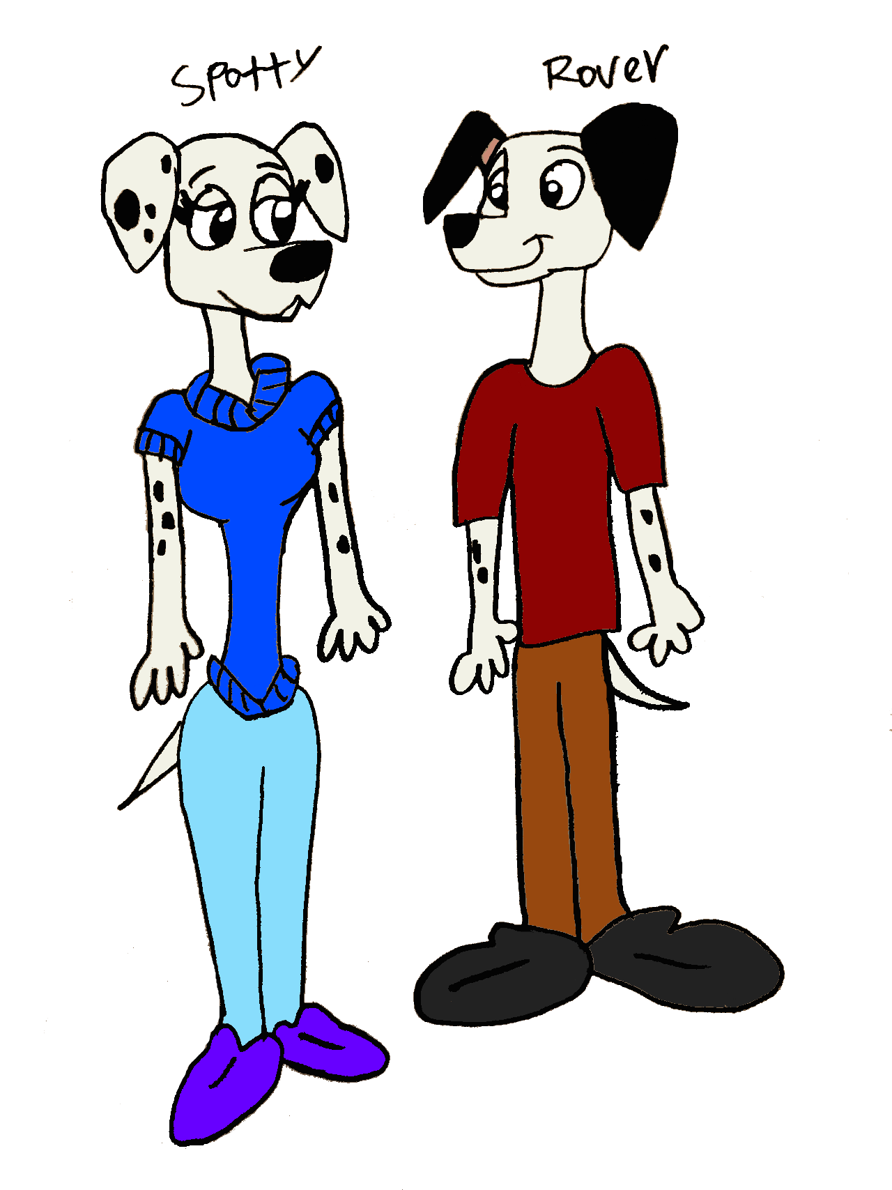 Anthro Spotty and Rover (Colored) by JarredDearly2021 on DeviantArt