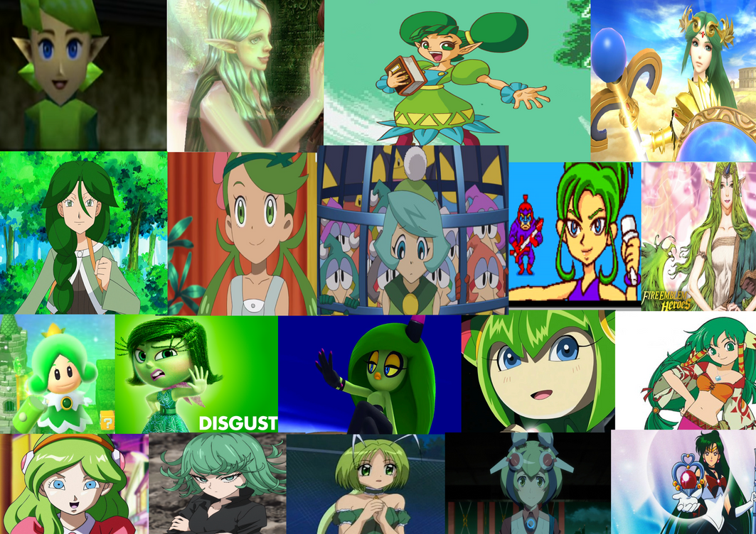Green Haired Girls By Deaththeshadow On Deviantart