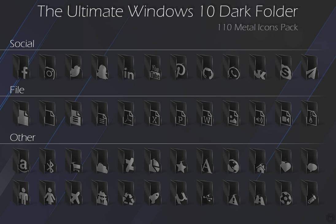 THE ULTIMATE WINDOWS 10 DARK FOLDERS 110 Metal Ic by Mounir210 on ...