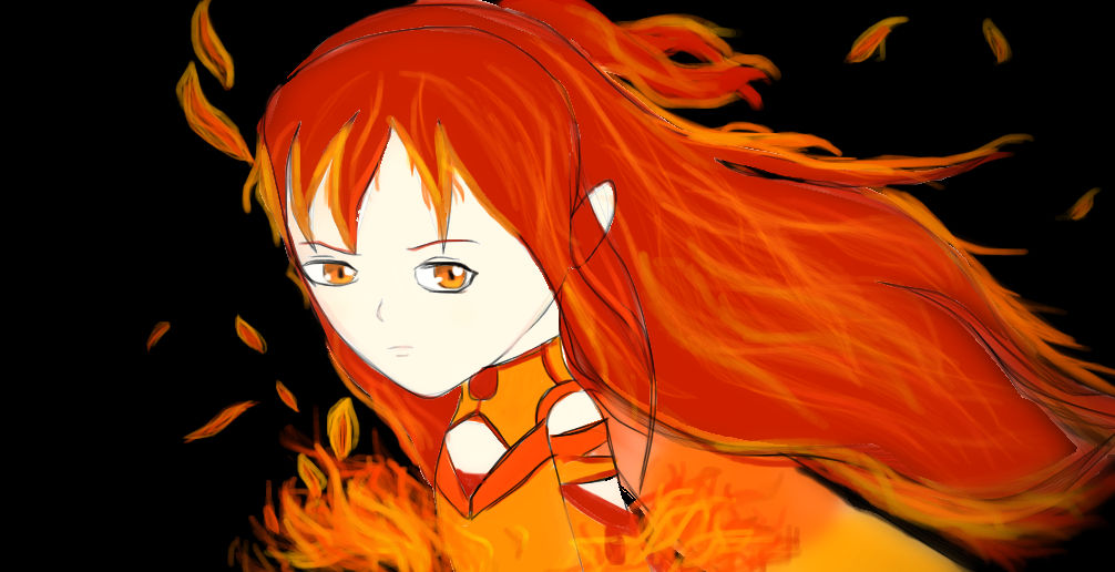 Legend of the girl with red flames by MariHeartArt on DeviantArt