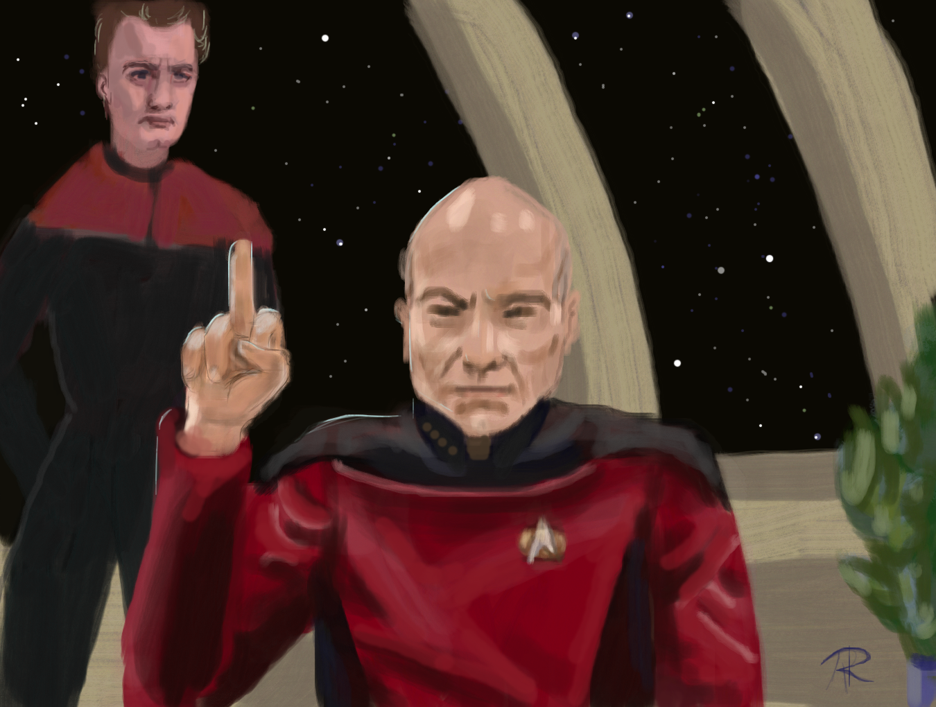 Draw Picard Flipping off Q by Ambrosiak on DeviantArt