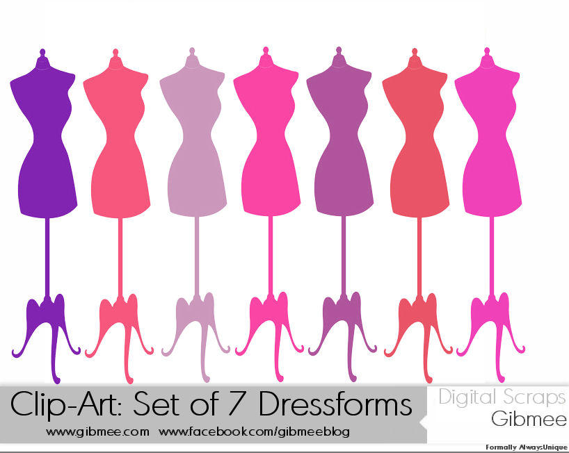 Clip Art Set of 7 Pink Shade Dress Forms by Gibmee on DeviantArt