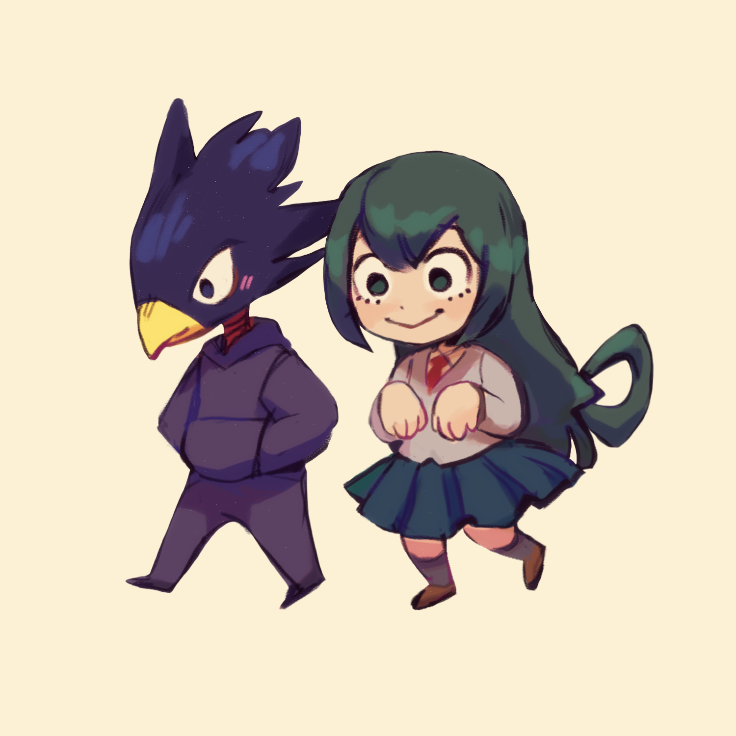 tsuyu and tokoyami by knightic on DeviantArt