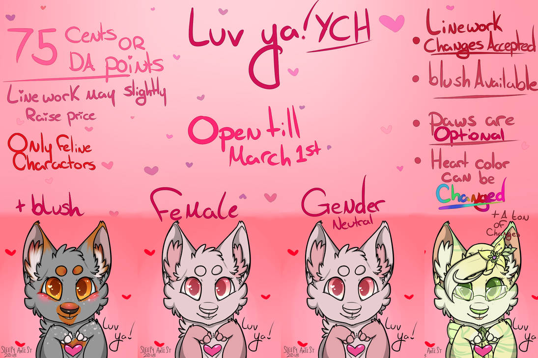 YCH 'Luv ya!' sheet by Rosepuff-Art on DeviantArt
