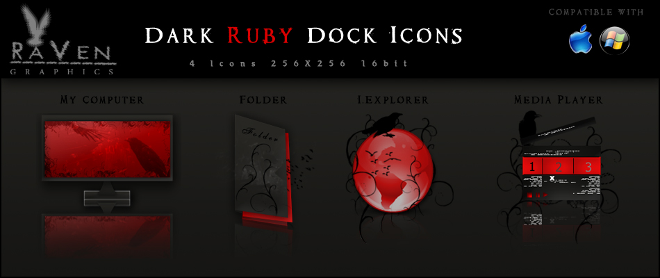 Dark Ruby Dock Icons by RavenGraphics on DeviantArt