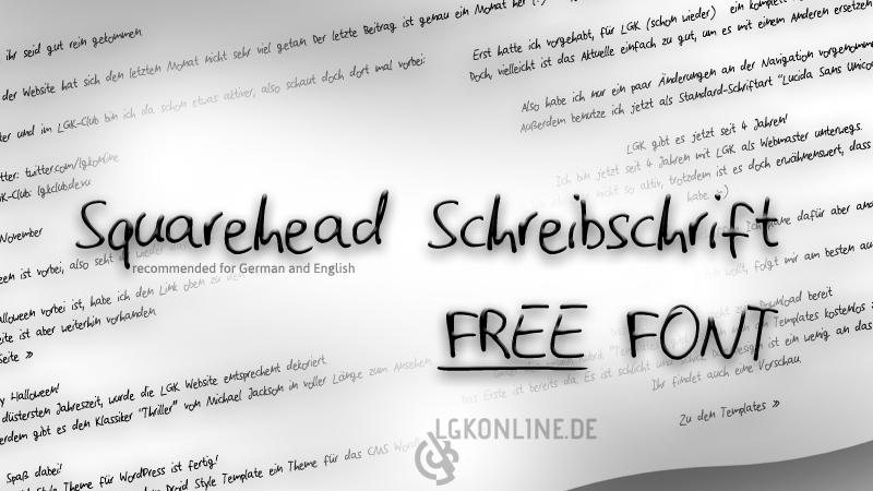 Squarehead Schreibschrift -- free handwritten font by lgkonline on ...
